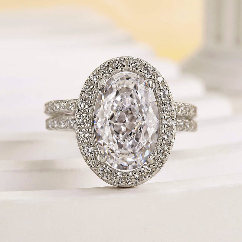 S925 Unique 3.5Ct Oval Cut Insert Wedding Ring Set In Sterling Silver ...