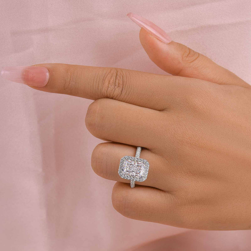 Louily Noble Halo Radiant Cut Engagement Ring – Louily Jewelry