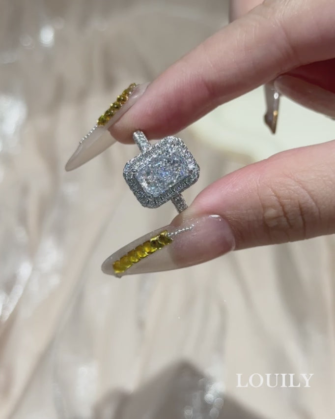 Louily Noble Halo Radiant Cut Engagement Ring – Louily Jewelry
