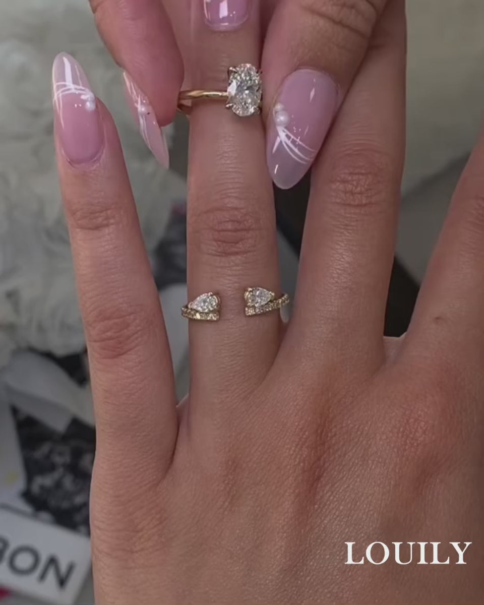 Louily Unique Oval Cut Insert Wedding Ring Set For Women In Sterling S ...